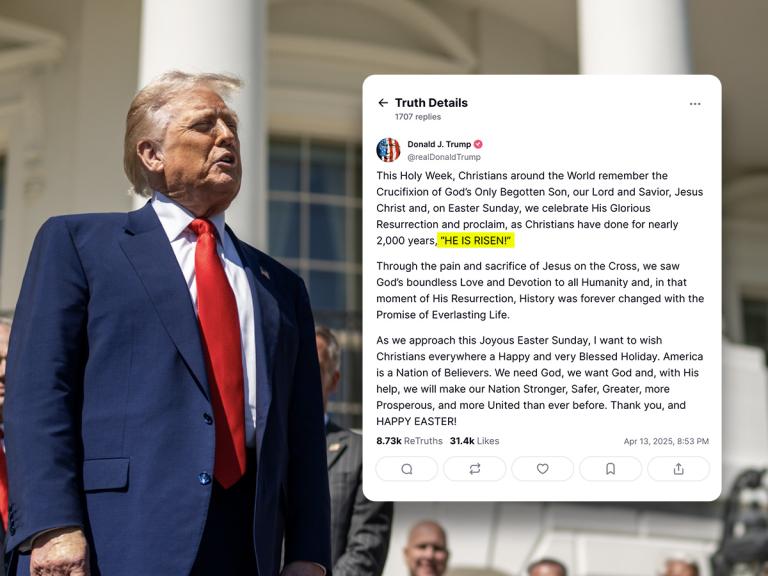 President Trump Declares “He is Risen!” in Holy Week Post