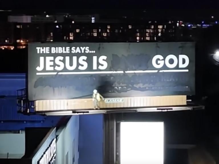 Man Paints Over Billboard Denying Christ's Deity, Declaring: 'Jesus Is God'